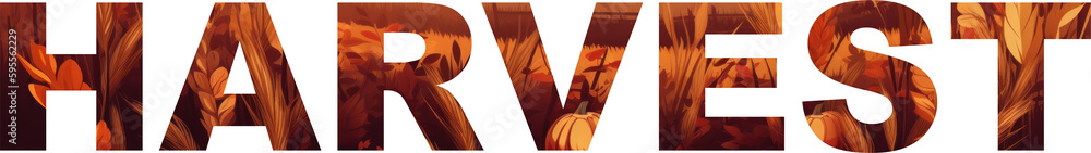 Harvest lettering with wheat on transparent background. Generative AI ...