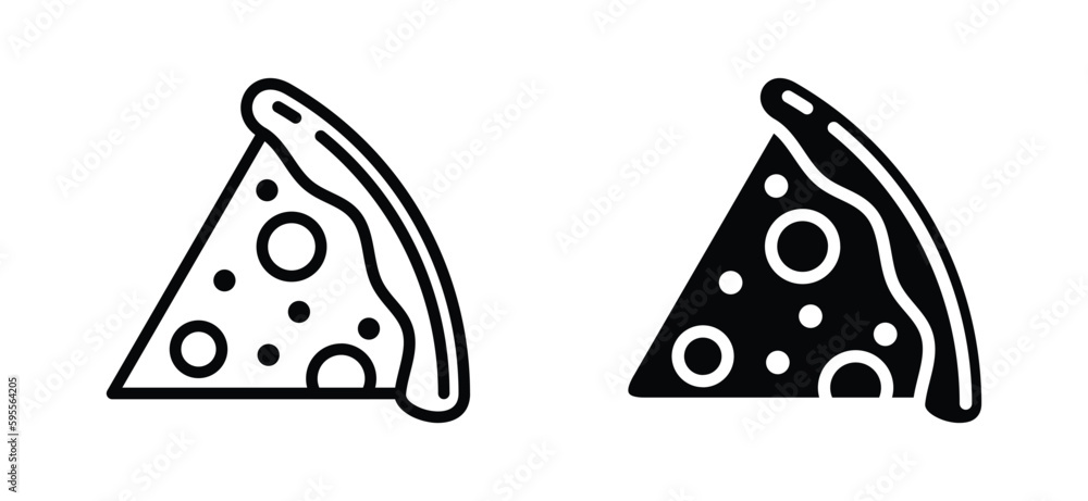 Pizza slice icon vector. Pizzeria food icon symbol in line and flat ...