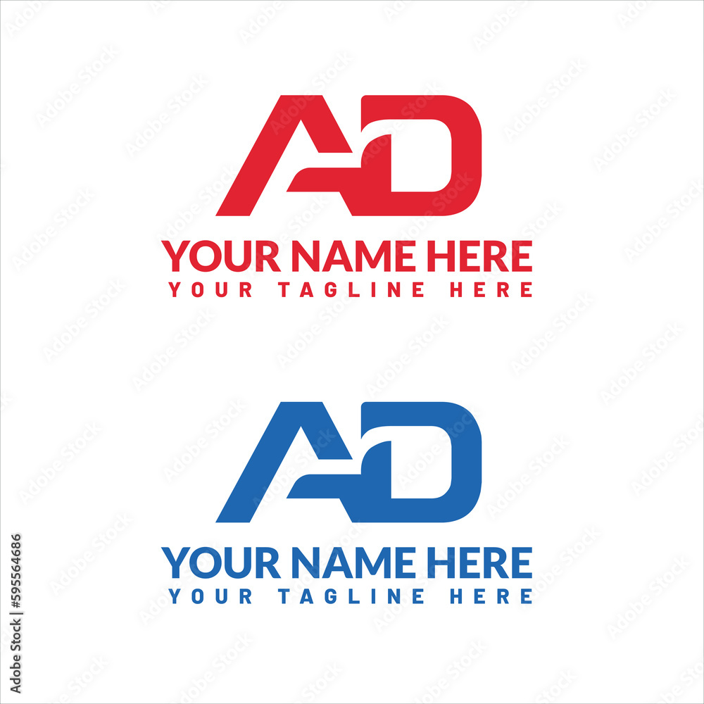 AD letter logo or ad text logo and ad word logo design. Stock Vector ...