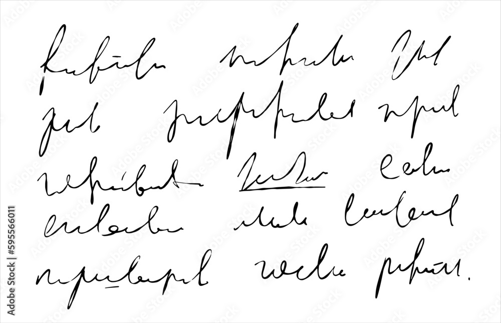 Handwritten Unreadable text. Abstract illegible handwriting of ...
