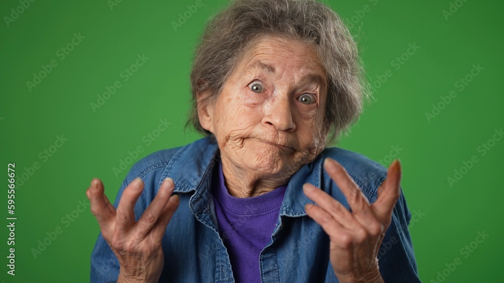 Funny crazy closeup portrait of happy toothless elderly senior old ...