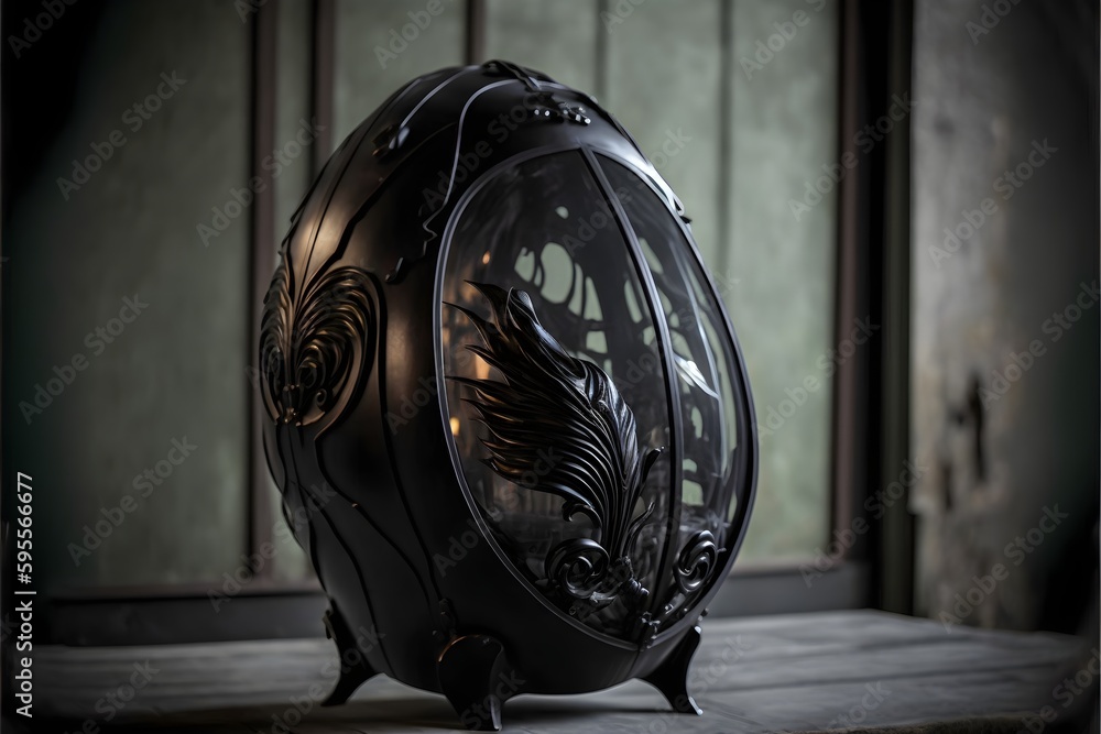 a black metal very dark and industrial looking artificial metal womb ...