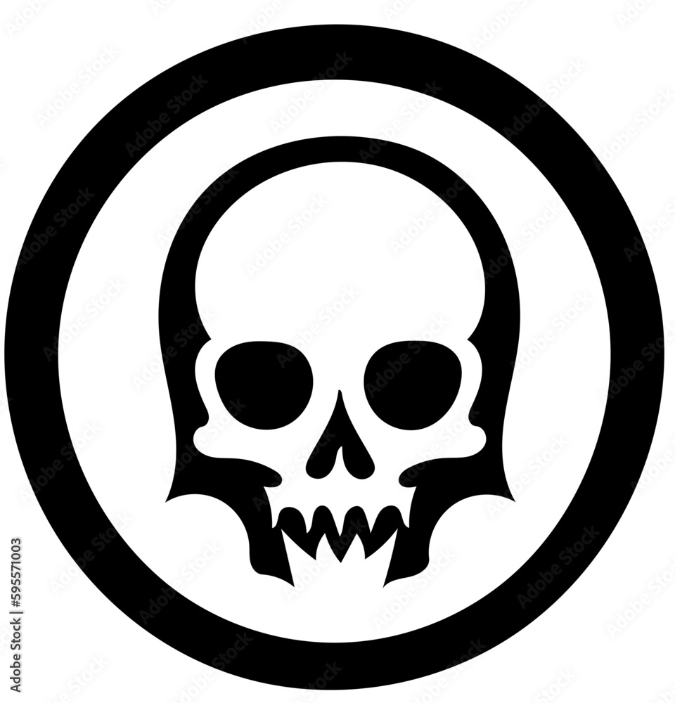 Human skull logo design in black and white, vector illustration of ...