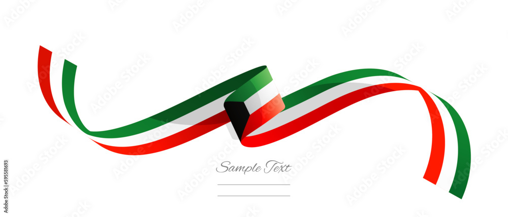 Kuwaiti flag ribbon vector illustration. Kuwait flag ribbon on abstract ...