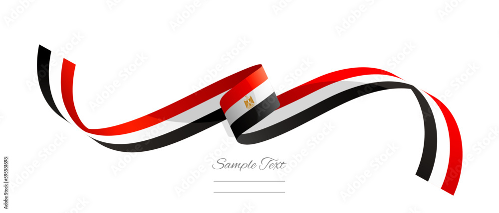 Egyptian flag ribbon vector illustration. Egypt flag ribbon on abstract ...