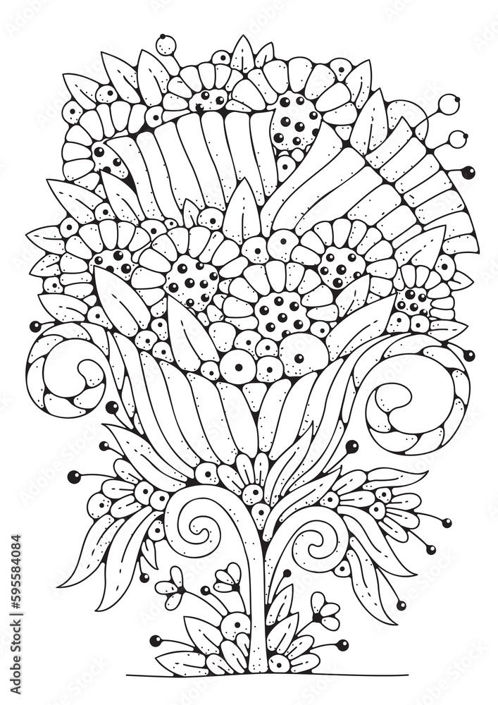 Coloring page for children and adults. Art therapy. Vector background ...
