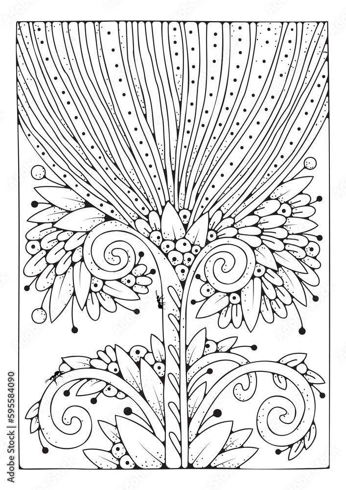 Art therapy for children and adults. Vector background with flowers for ...