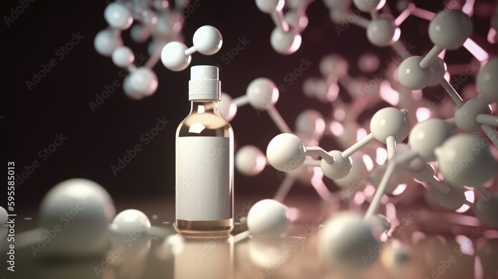 Realistic Cream Molecule Background with Containers, Hyaluronic Acid ...