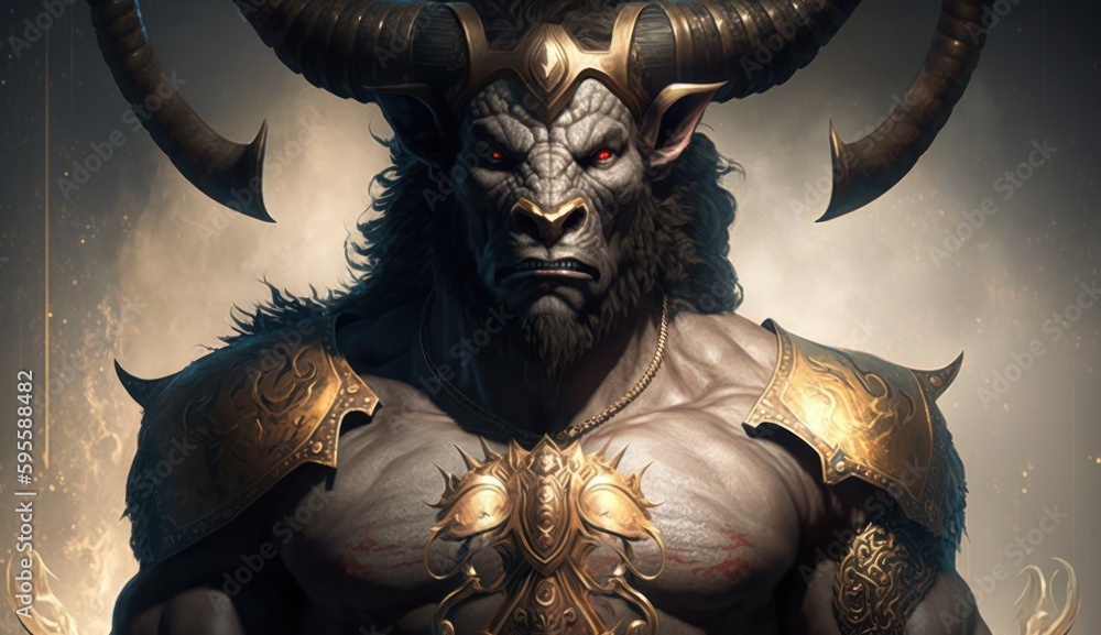 Concept art illustration of Minotaur from greek mythology Stock ...