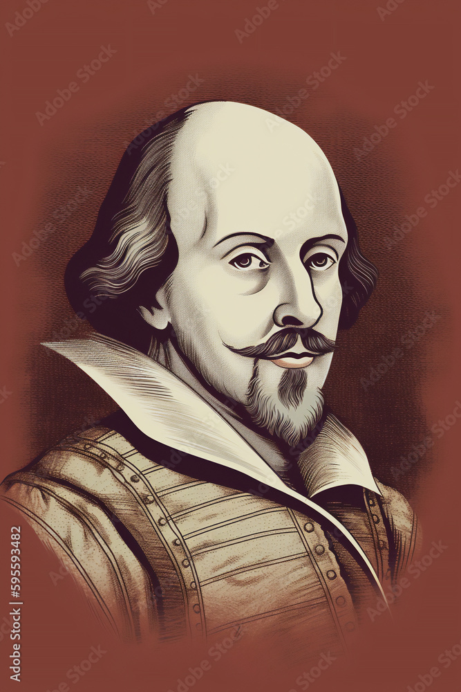 ภาพประกอบสต็อก William Shakespeare engraved portrait of the famous ...