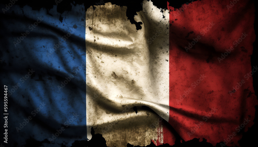 Flag of France or the Tricolour background with a distressed vintage ...
