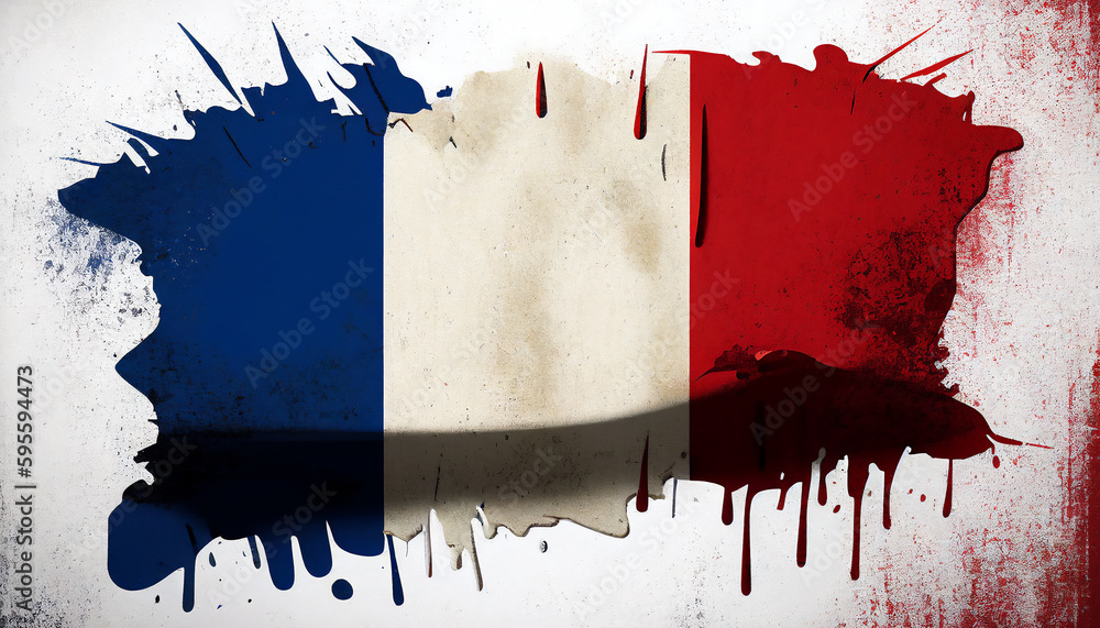 Flag of France or the Tricolour background with a distressed vintage ...