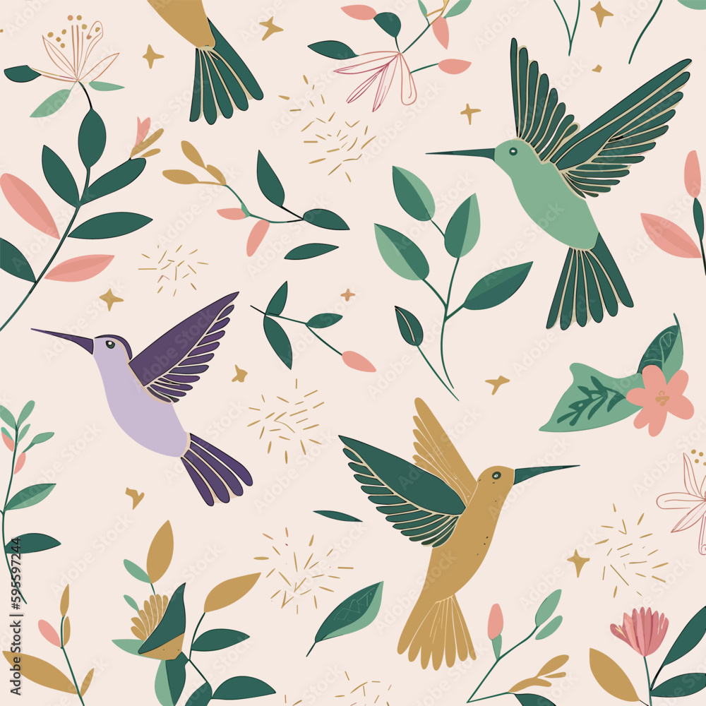 Timeless, Simple and Minimalist Seamless Mother Day hummingbirds ...