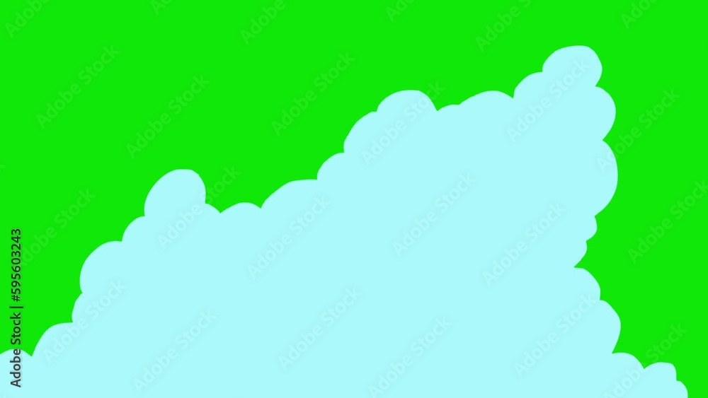 Cartoon cloud transition animation on a green screen. Cartoon cloud ...
