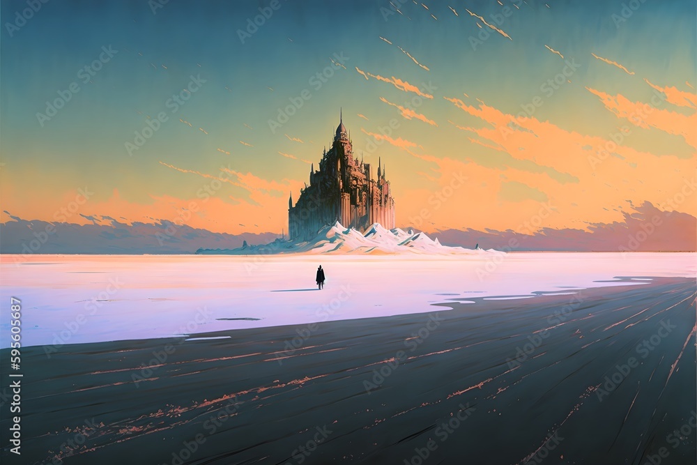 salt desert white twilight tarpits anime painting dramatic a white ...