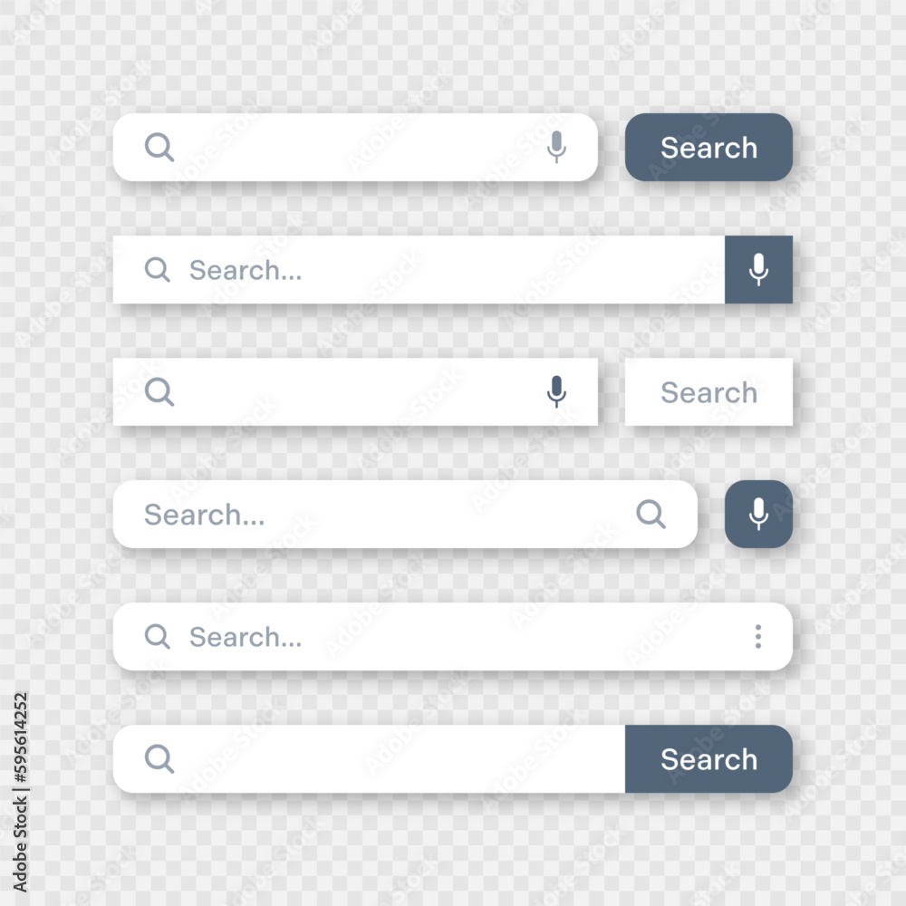 Various search bar templates. Internet browser engine with search box ...