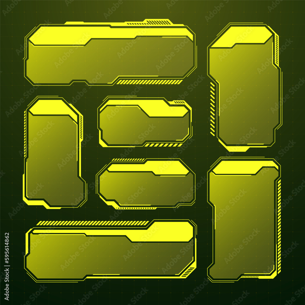 Yellow Futuristic Hud Ui Elements Sci Fi User Interface Text Boxes Callouts Warning Message