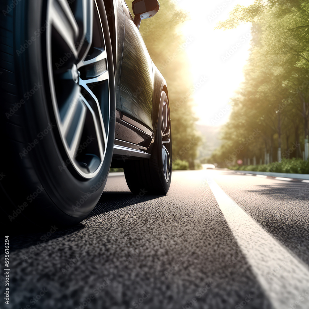 comfort of a car tire with a photograph of a car driving on a smooth ...