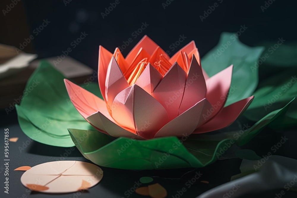 Step-by-step paper folding instructions for creating an origami lotus ...