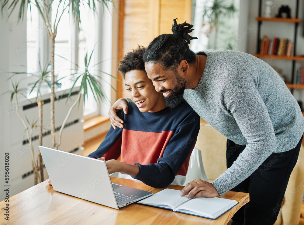 Foto de father child home family homework son teenage parent education ...