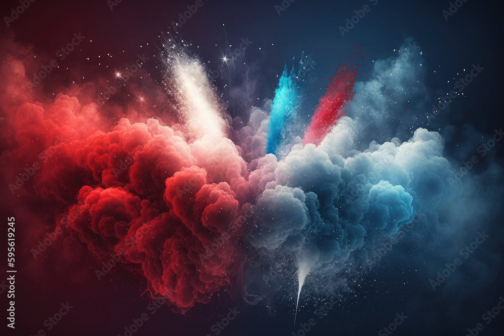 AI generated american flag colors form smoke explosion of cloudy ...