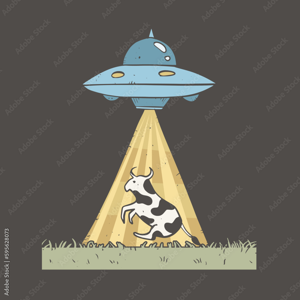 Cow abduction meme cartoon vector illustration Stock Vector | Adobe Stock