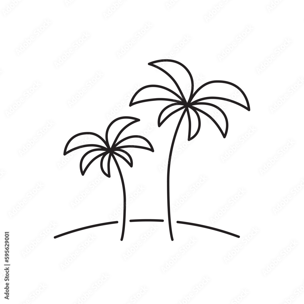 Arecaceae tree vector linear icon. Palm flat sign design. Palm oasis ...