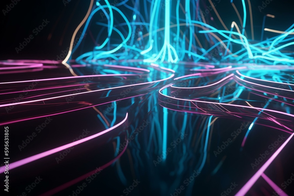 Abstract neon background with glowing lines representing connection ...