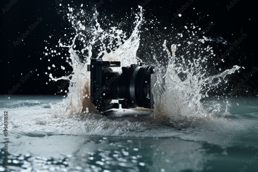 High-speed camera captures super slow motion water splashes isolated on ...