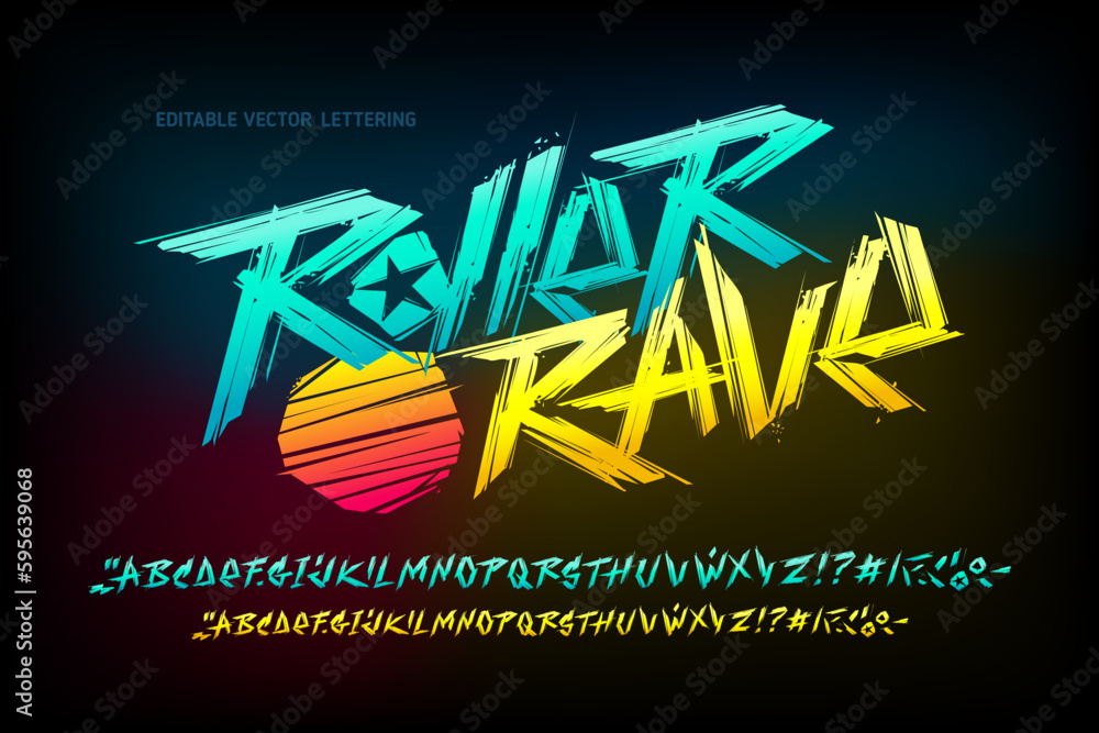 Vintage type font in 80s - 90s pop culture style with grunge style ...