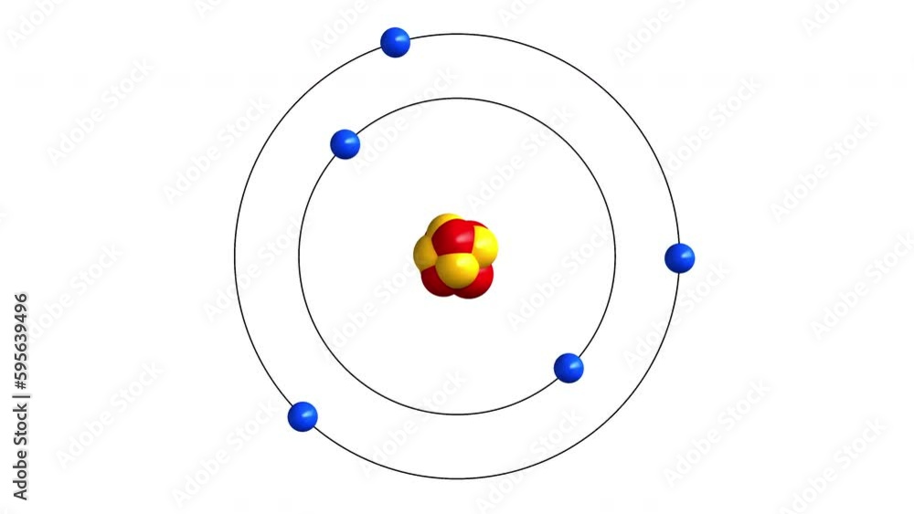 3d rendered animation with alpha channel of atom structure of boron ...