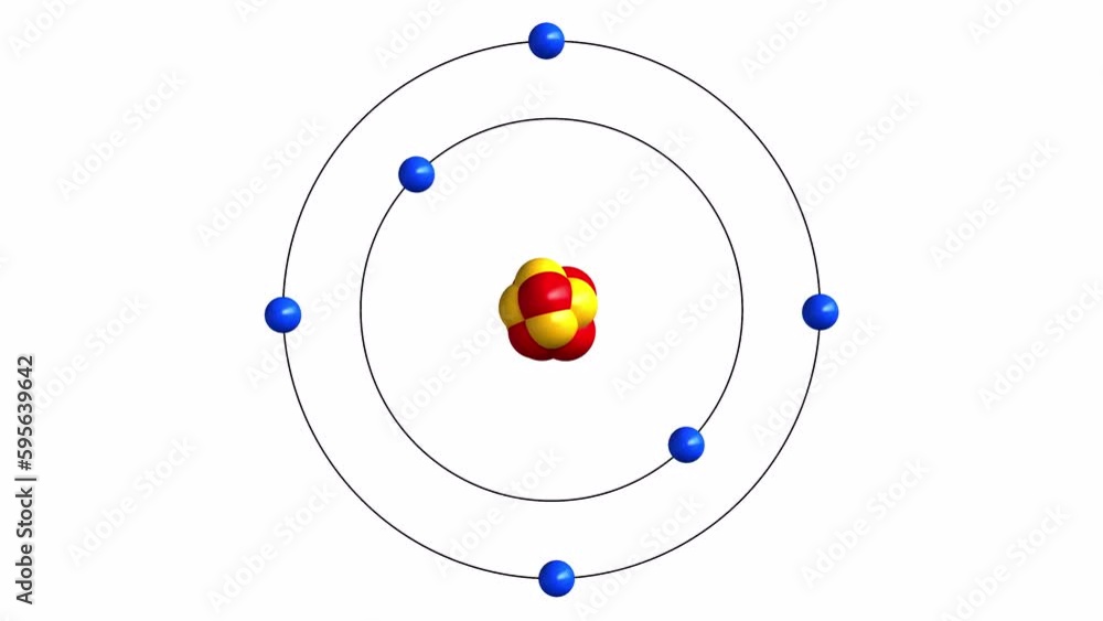 3d rendered animation with alpha channel of atom structure of carbon ...
