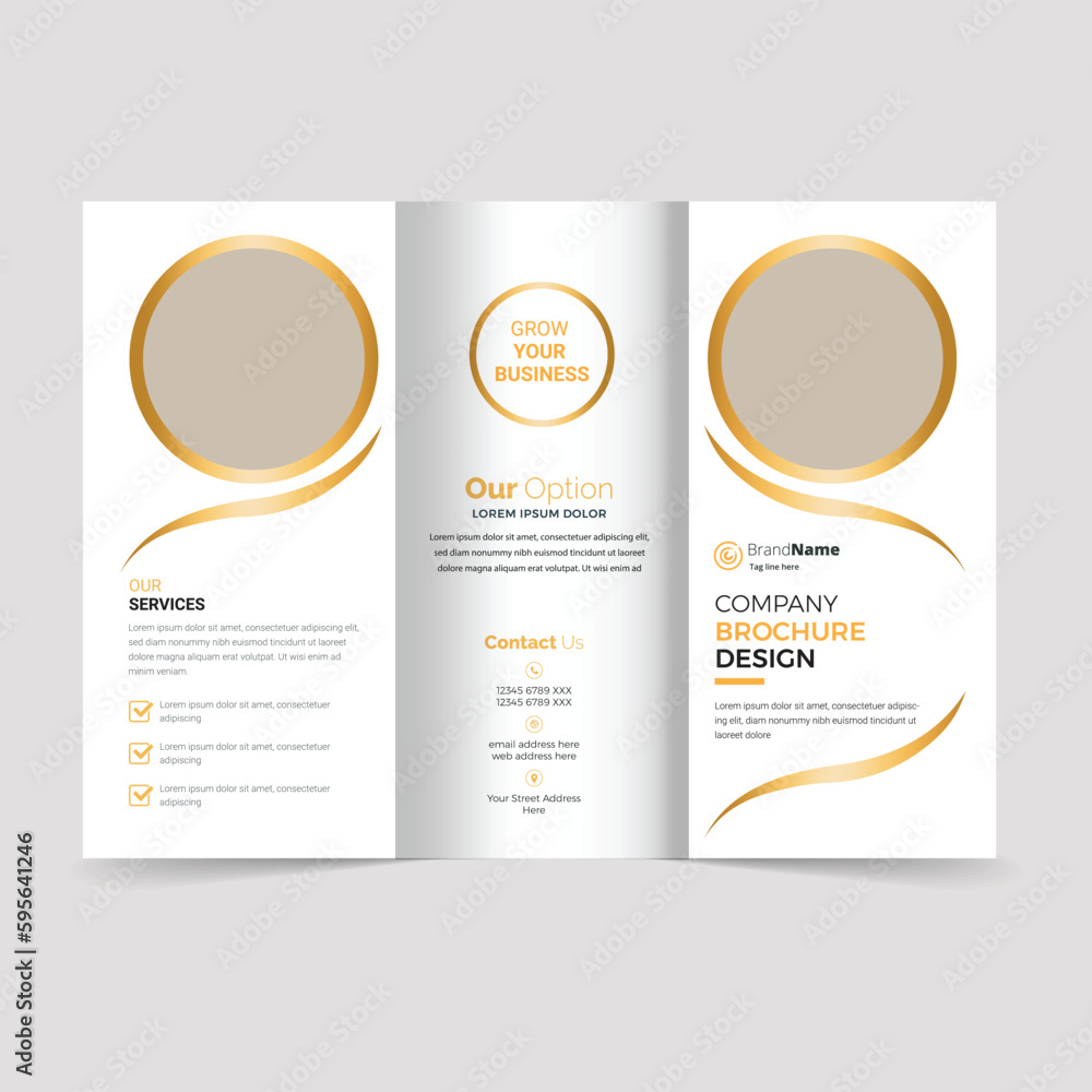 trifold brochure design template for your company, company profile ...