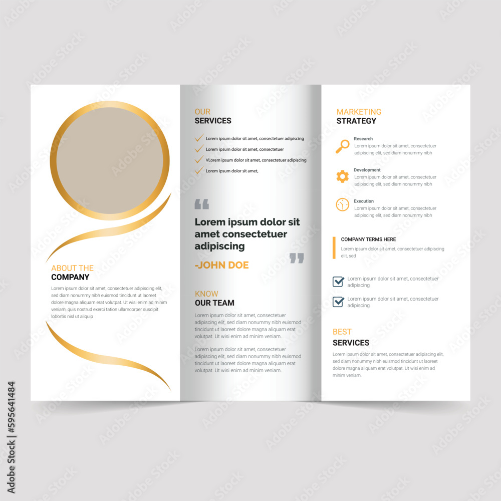 trifold brochure design template for your company, company profile ...