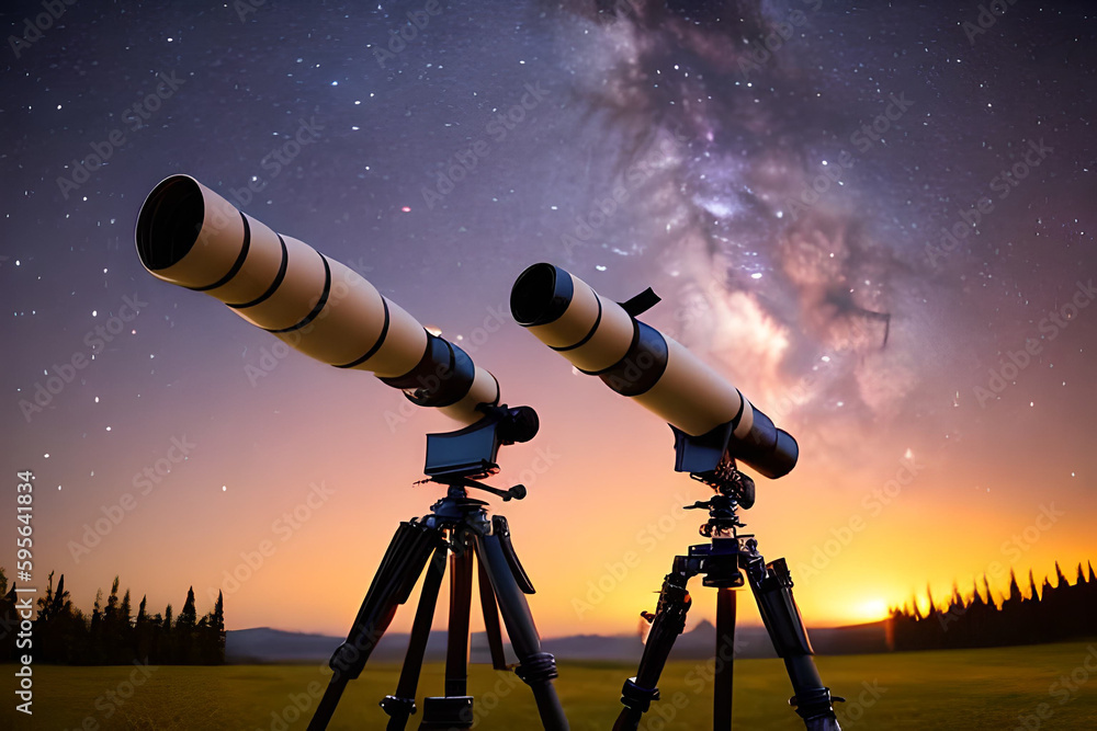 An image of a telescope, equipment used for observing the night sky ...