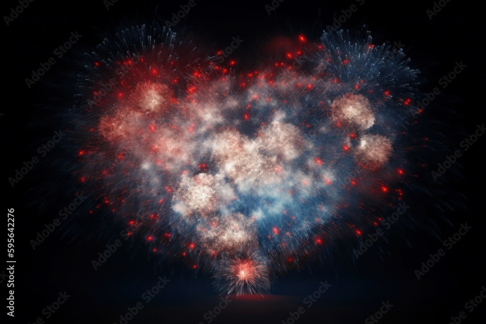 heart shaped fireworks created with Generative AI technology Stock ...