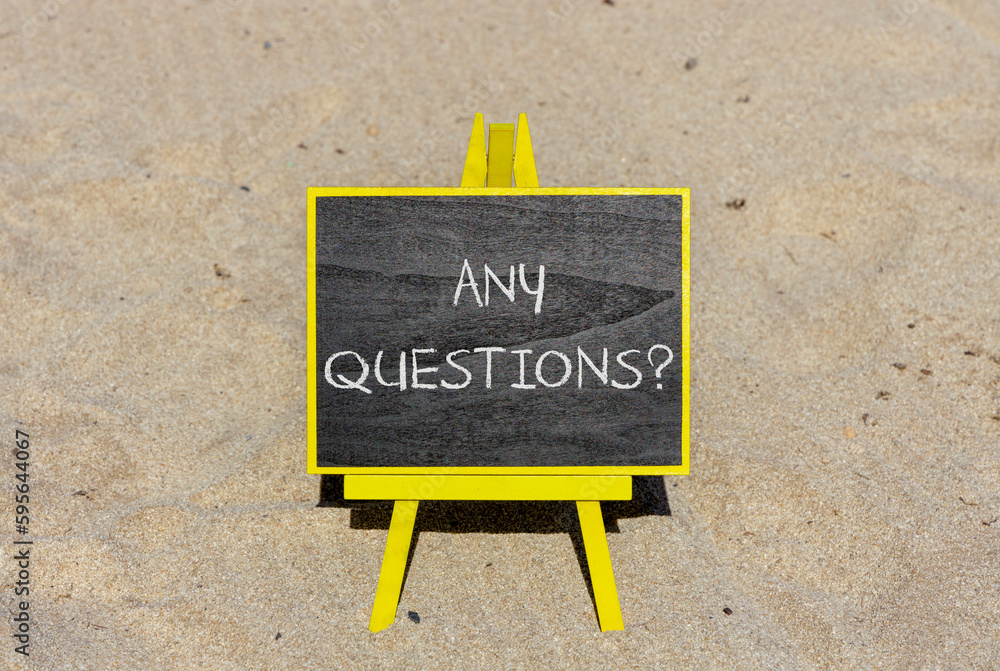 Any questions symbol. Concept words Any questions on black chalk ...