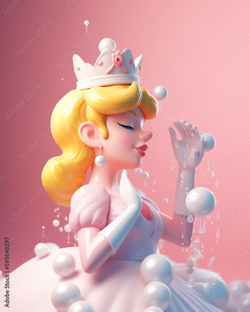 princess peach washing the face centered 3d render p , Generative AI ...