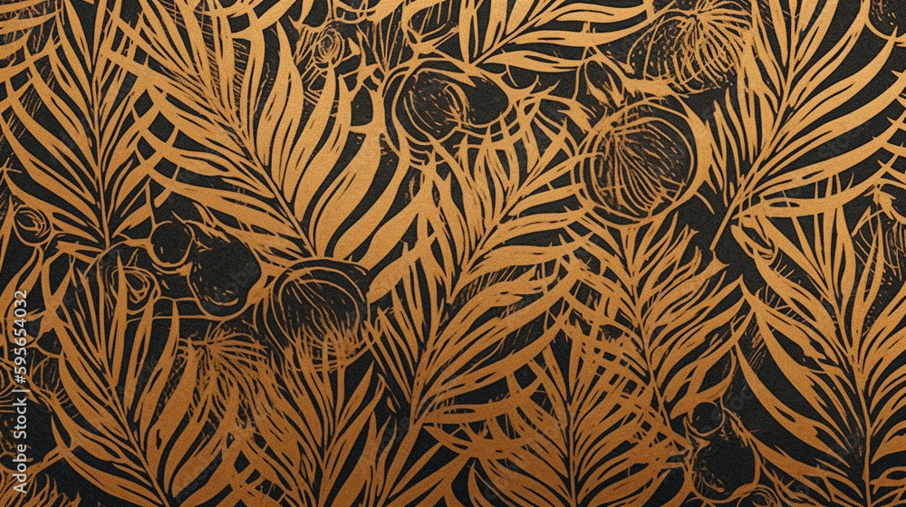 date palm leaves background, golden color of date palm leaves pattern ...