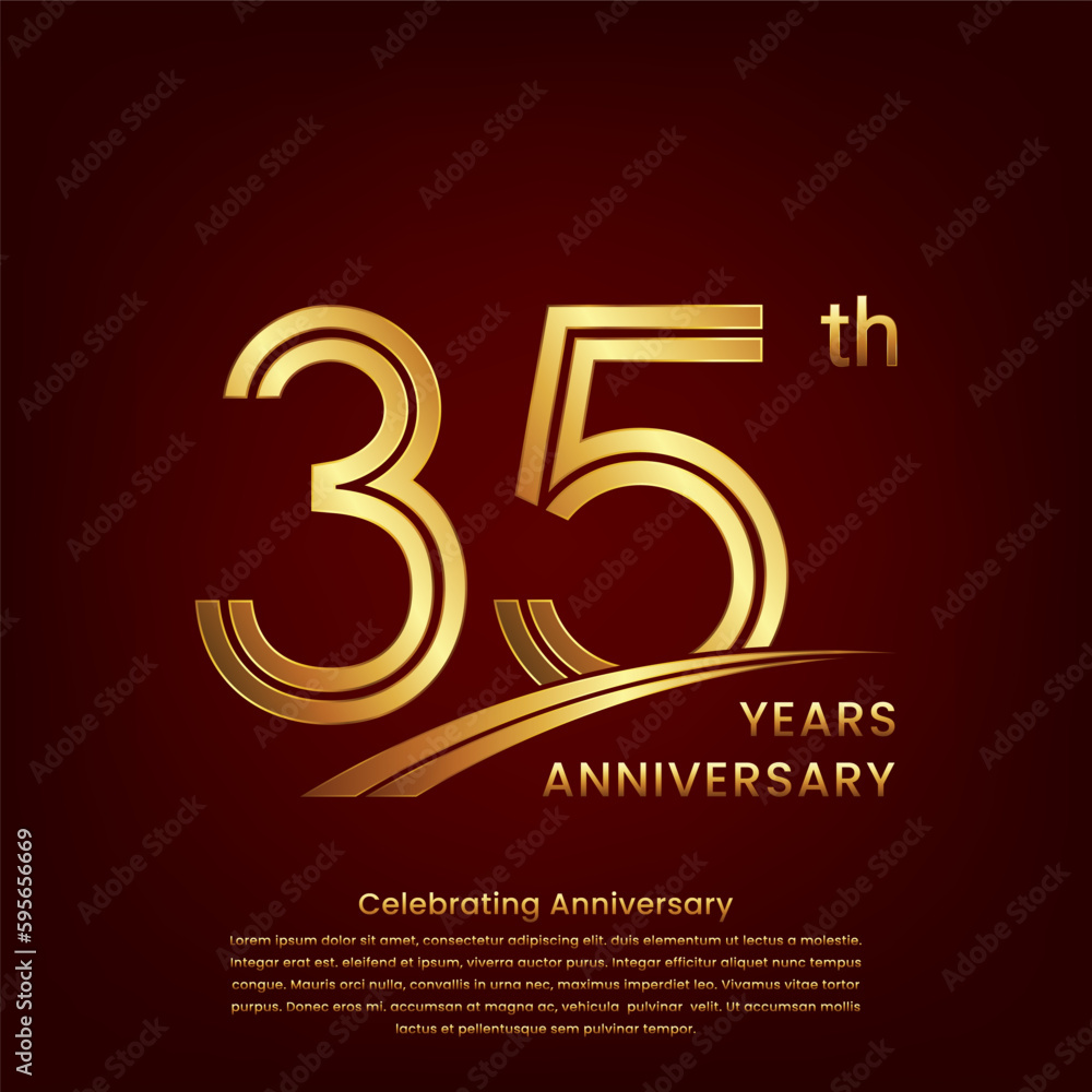 35th Anniversary logo with double line concept design, Golden number ...