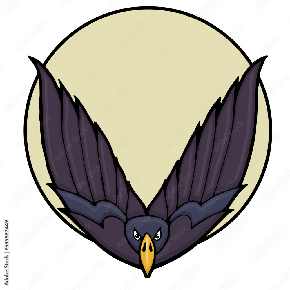 dark raven cartoon with moon background Stock Vector | Adobe Stock