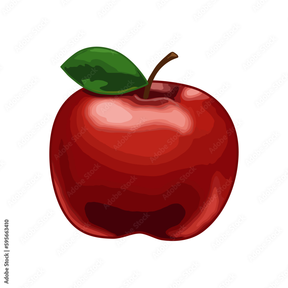 Whole apple.Vector graphics,icon.Color drawing on a white background ...