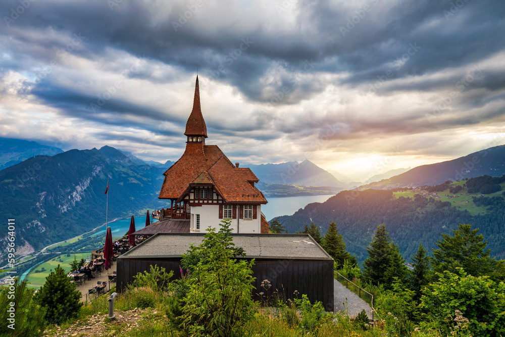 Foto Stock Beautiful top of Harder Kulm in Swiss Interlaken in summer ...