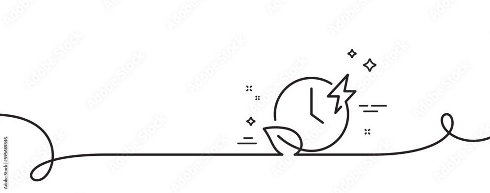 Charging time line icon. Continuous one line with curl. Charge ...