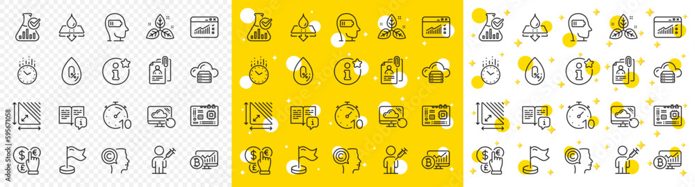 Outline Timer, Water resistant and Info line icons pack for web with ...