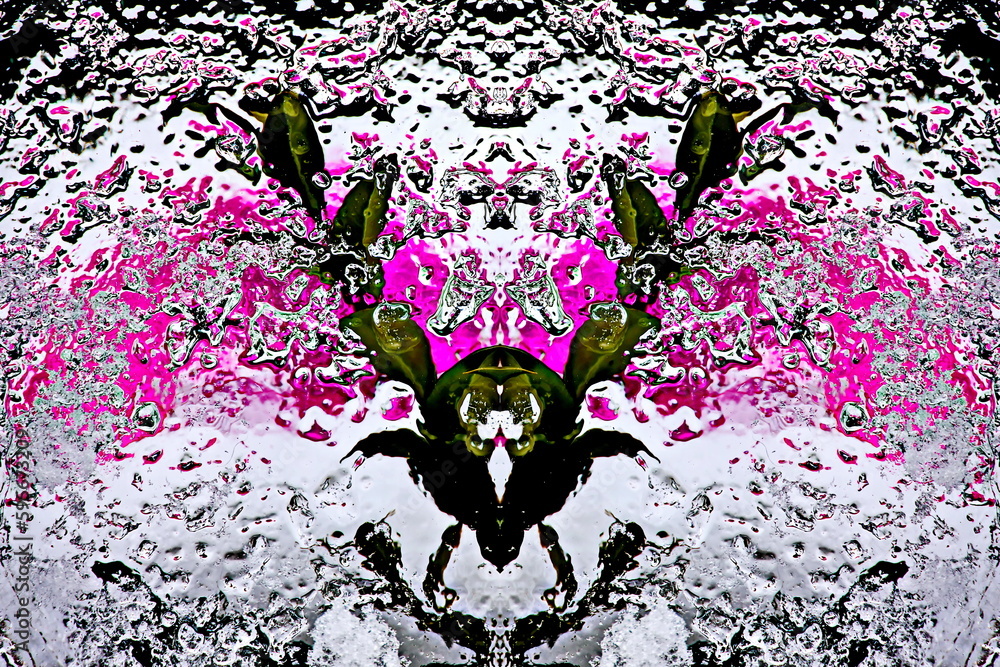 Abstract ice pattern and drawing appearing on the surface of the water ...