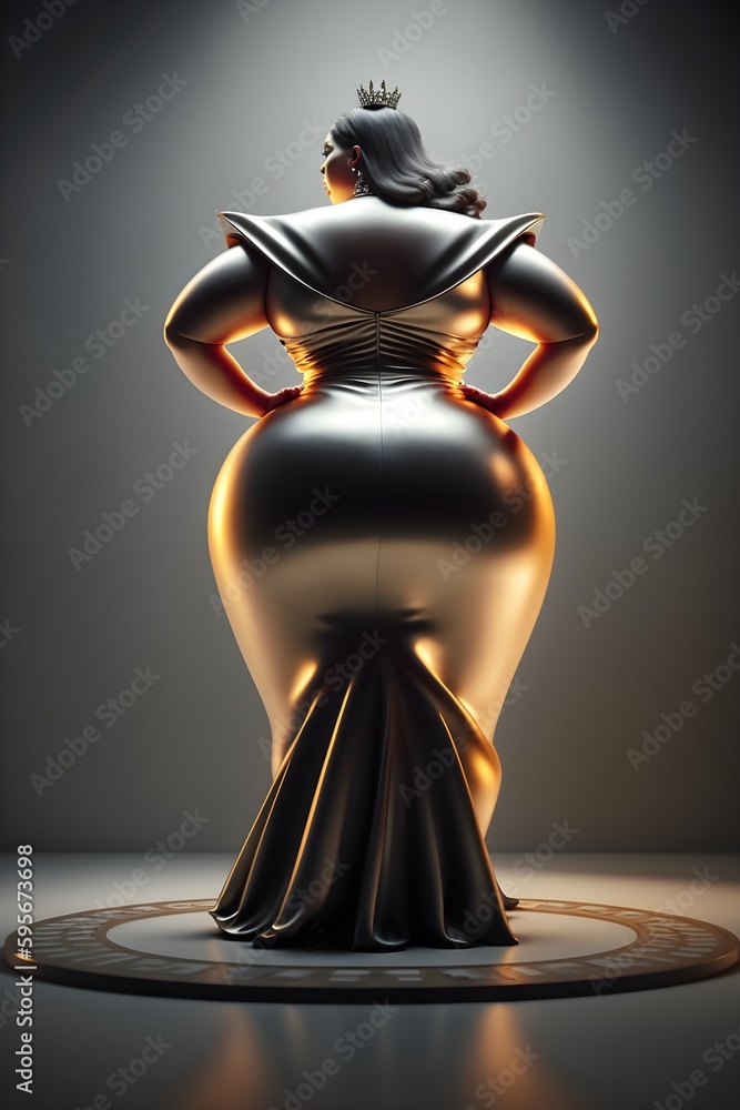 full body of elegant woman back skirt thin waist wide hips fat hips ...