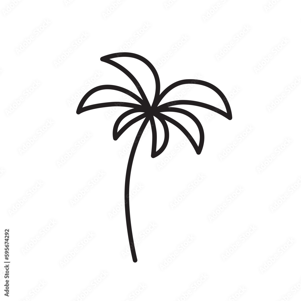 Arecaceae tree vector linear icon. Palm flat sign design. Palm oasis ...