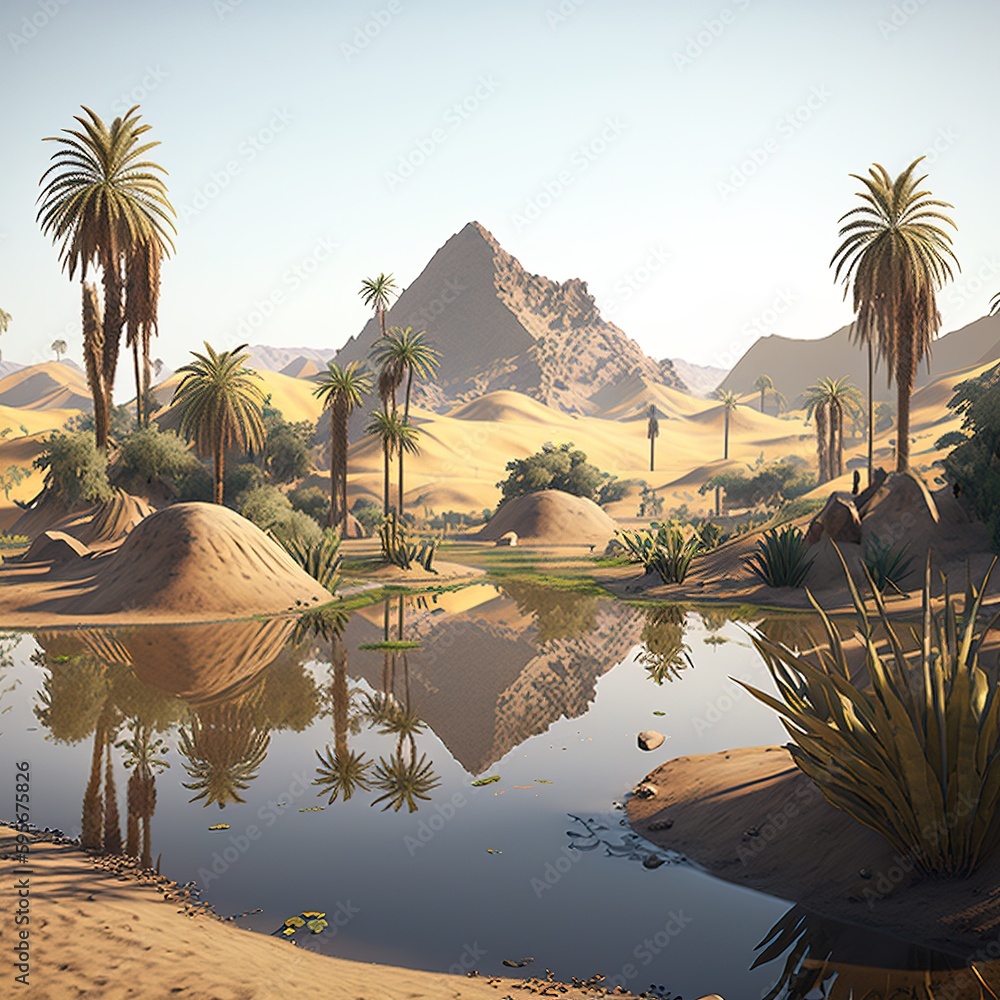 Egyptian landscape Stock Illustration | Adobe Stock