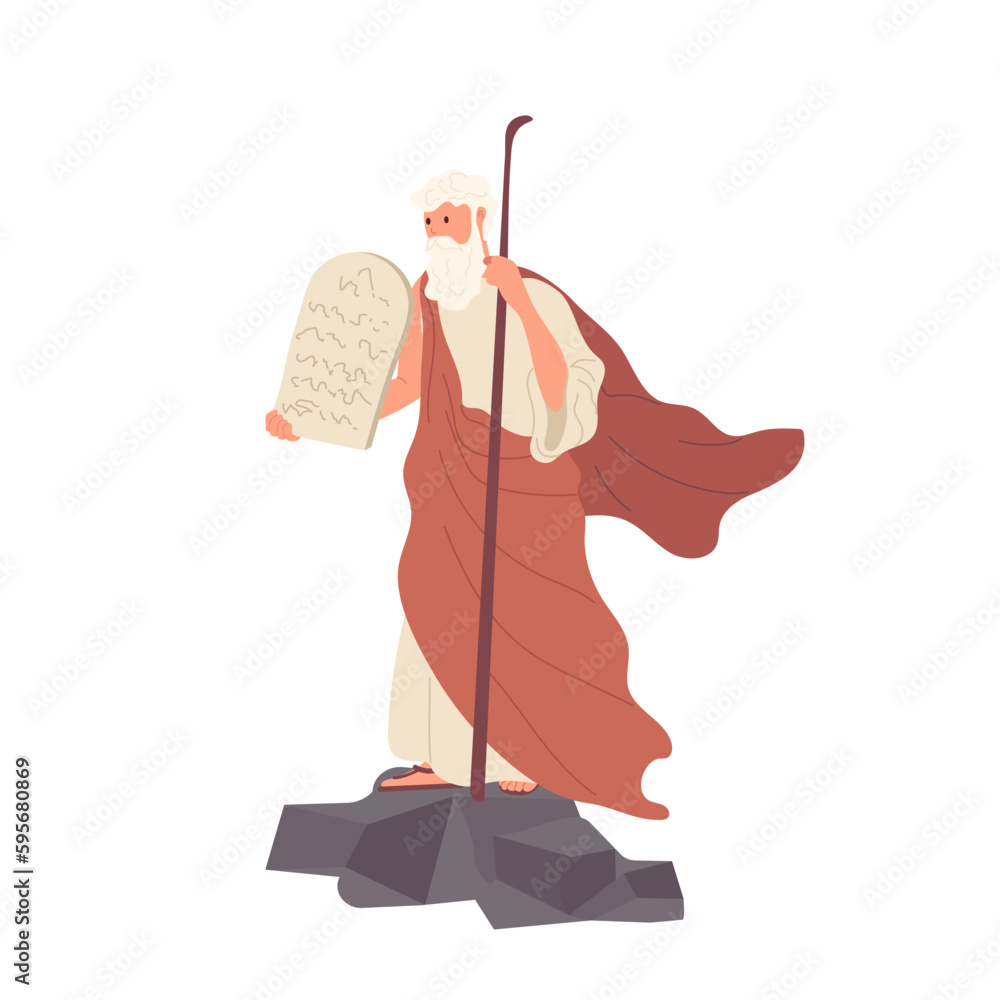 Prophet moses Bible character with ten commandments on stone tablet ...